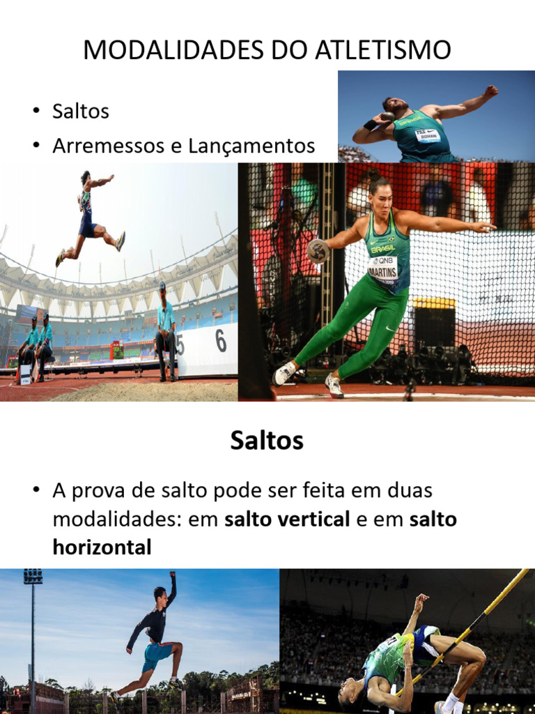 MODALIDADES Do ATLETISMO (Saltos, Arremessos e Lançamentos) | PDF