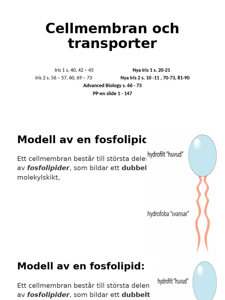MB - Cellmembran Och Transporter, Mitokondrie Och Kloroplast - Iris 2 S ...