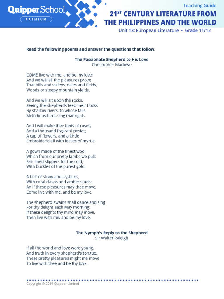 Esson 2 Renaissance and Enlightenment 1300 1800 Analysis 1 | PDF | Poems