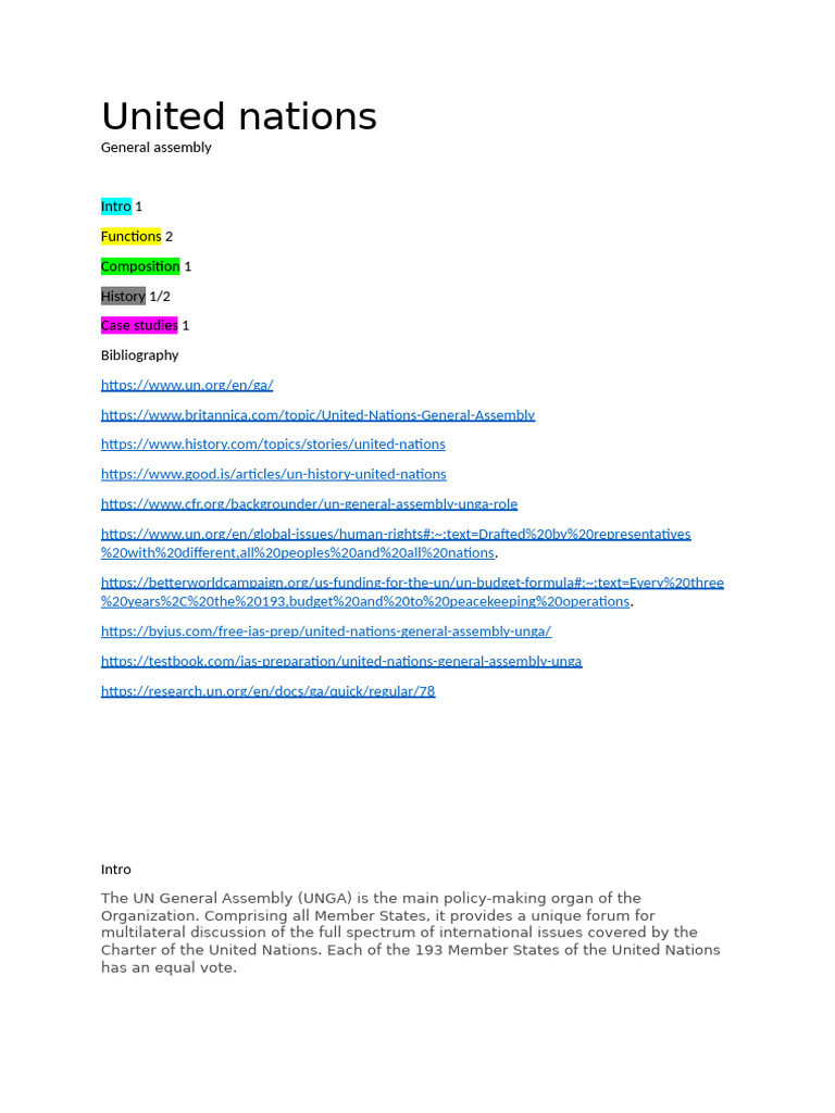 Overview of the UN General Assembly | PDF | United Nations General ...