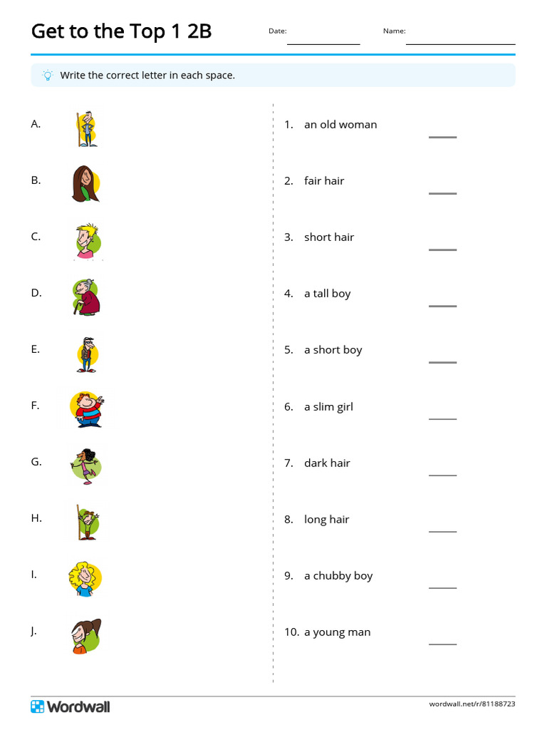 Get To The Top 1 2b Match Up Write The Answer | PDF