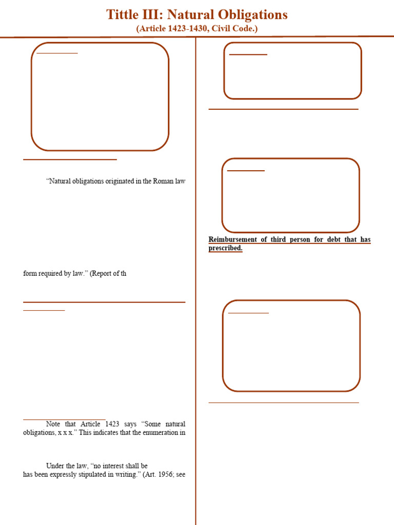 III. Natural Obligations | PDF | Law Of Obligations | Intestacy