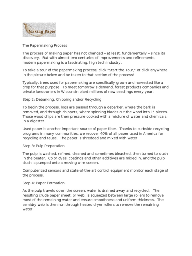 The Paper Making Process Papel PDF Pulp Paper Paper