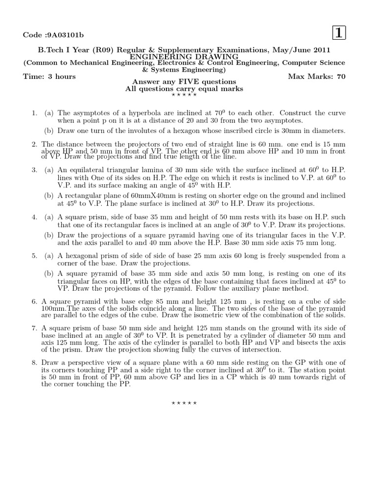 9A03101b-ENGINEERING DRAWING | PDF | Circle | Perpendicular