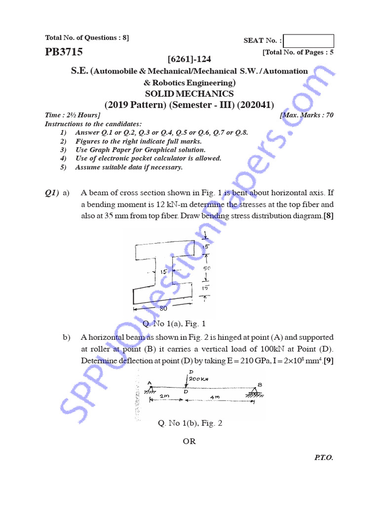 Be - Mechanical Engineering - Semester 3 - 2024 - May - Solid Mechanics SM Pattern 2019 | PDF ...