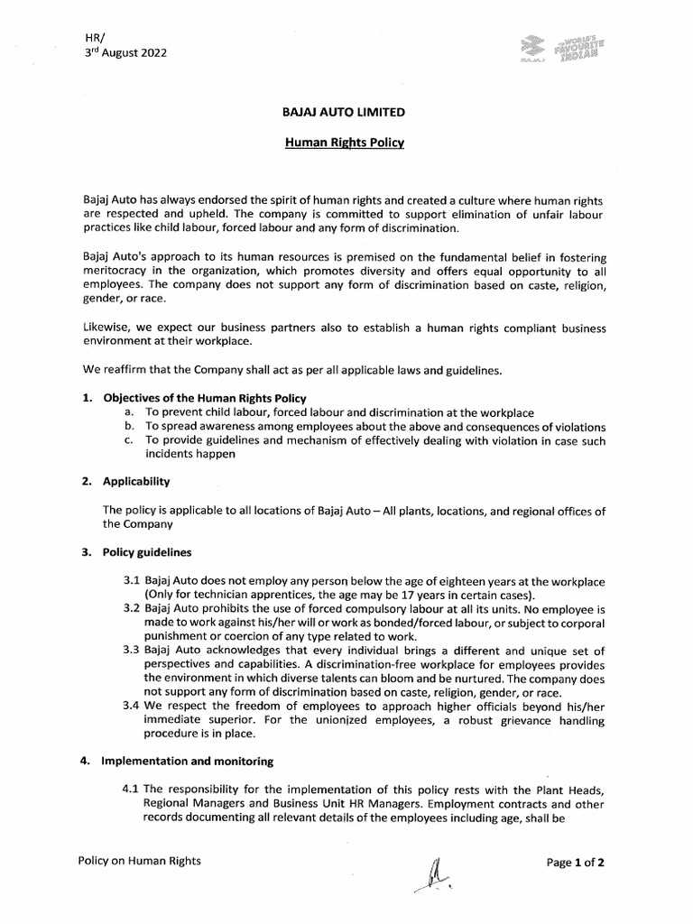 Human Rights Policy | PDF