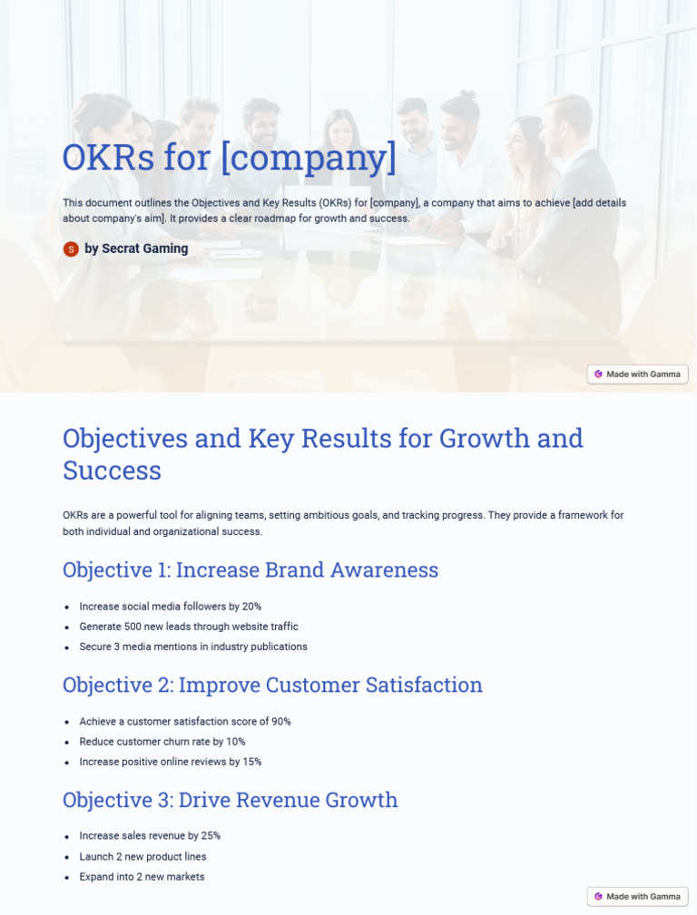OKRs for Company Growth and Success | PDF | Career & Growth