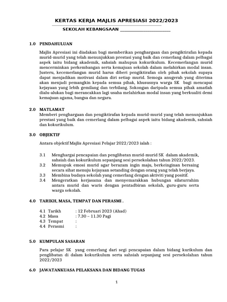 Kertas Kerja MAP SK Sesi 2022 2023 | PDF