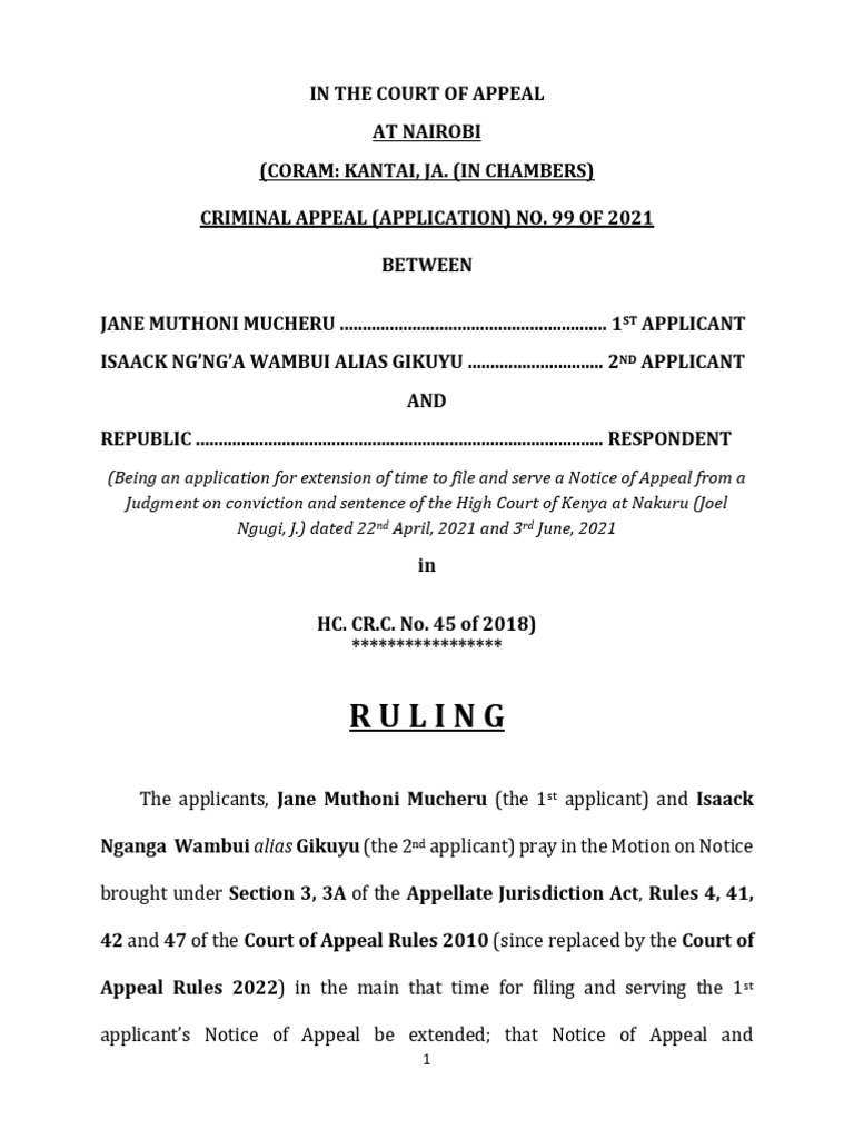 Appeal Extension Ruling in Murder Case | PDF | Appeal | Judgment (Law)