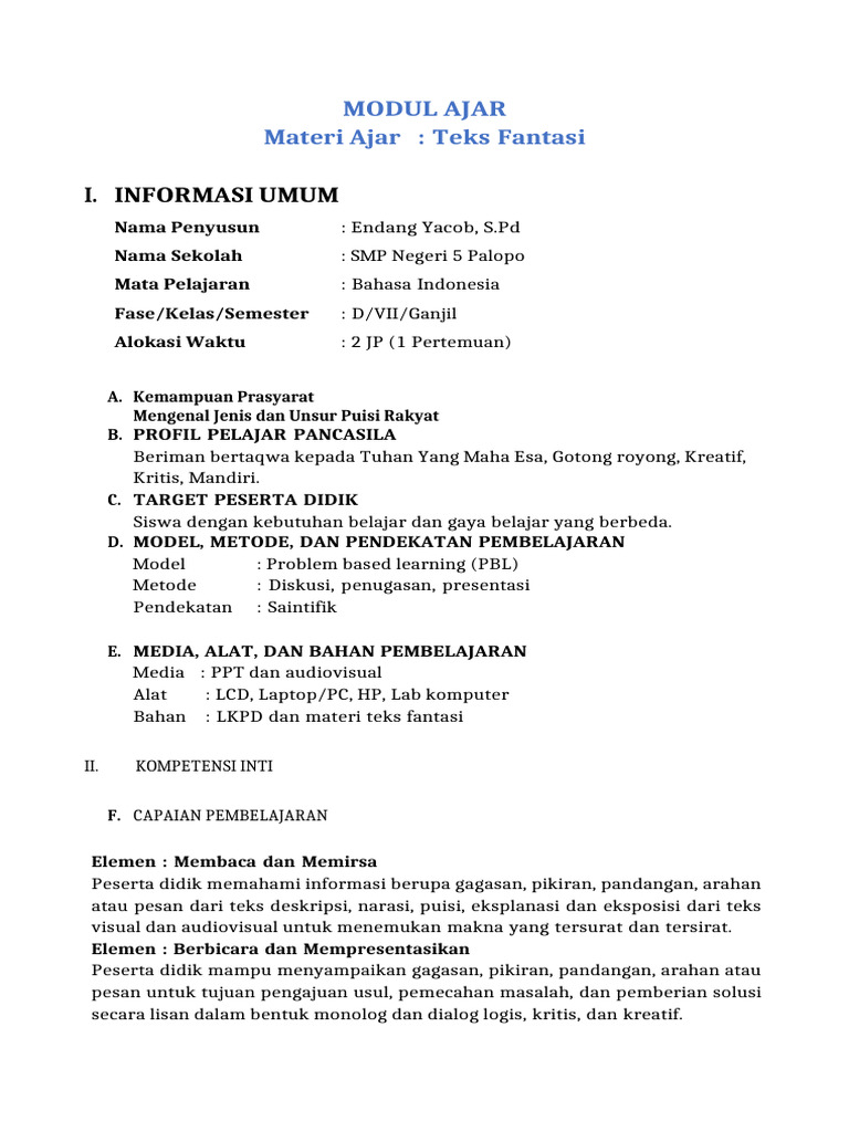 Modul Ajar Bu Endang | PDF