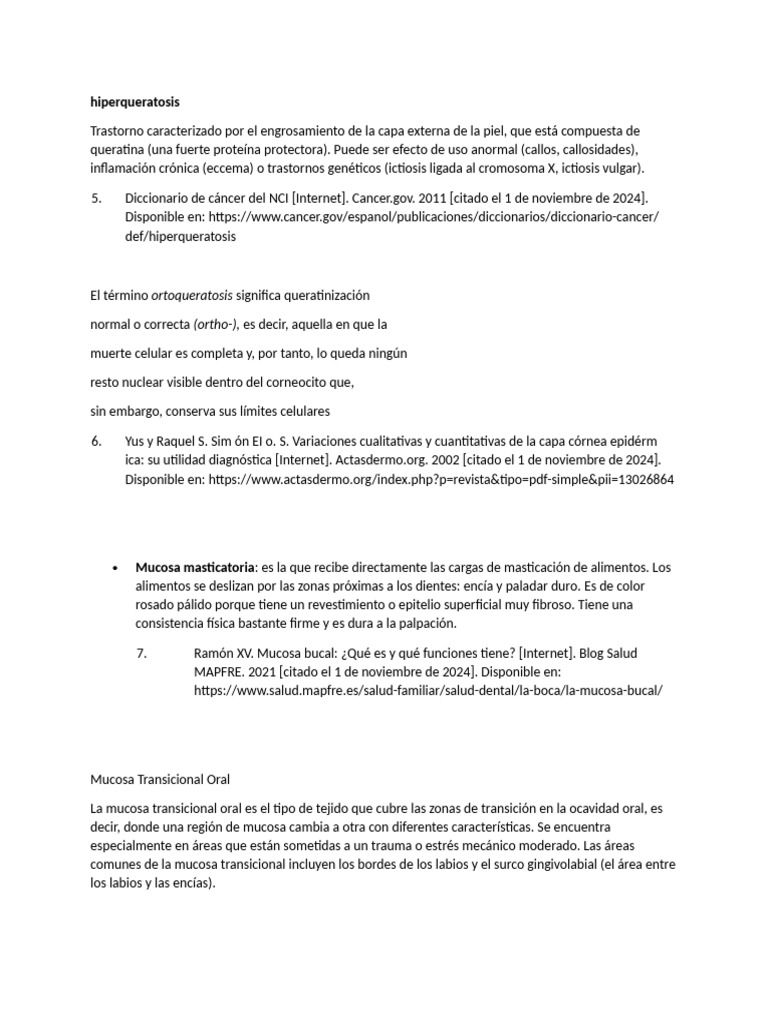 Hiperqueratosis Bucal: Causas y Efectos | PDF | Membrana mucosa | Anatomía
