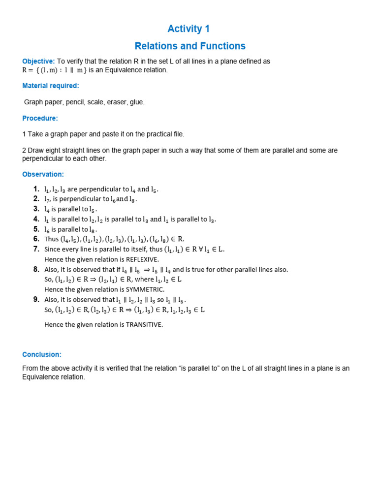 Class Xii Maths Activity File | PDF | Function (Mathematics ...