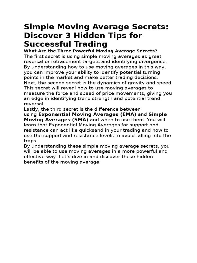 Simple Moving Average Secrets | PDF | Moving Average | Technical Analysis