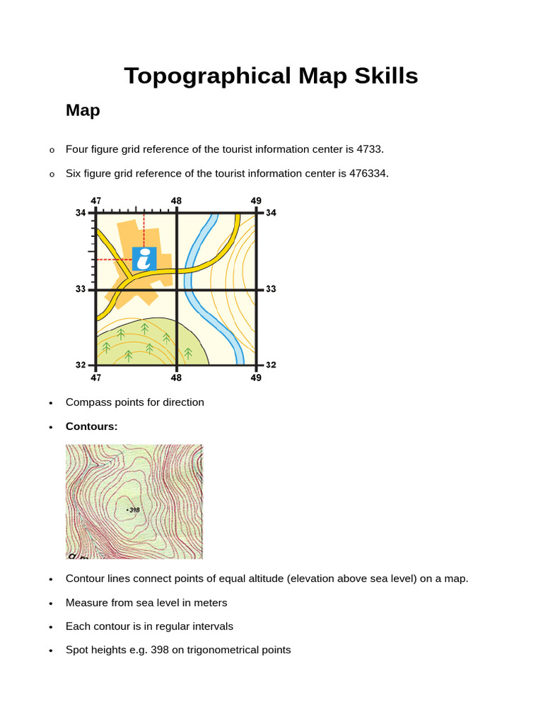 Topographical Map Skills NOTES | PDF | Contour Line | River