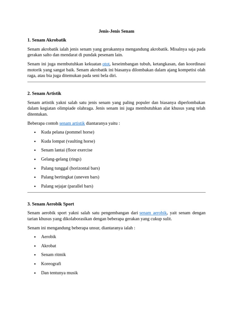 Jenis-Jenis Senam dan Contohnya | PDF
