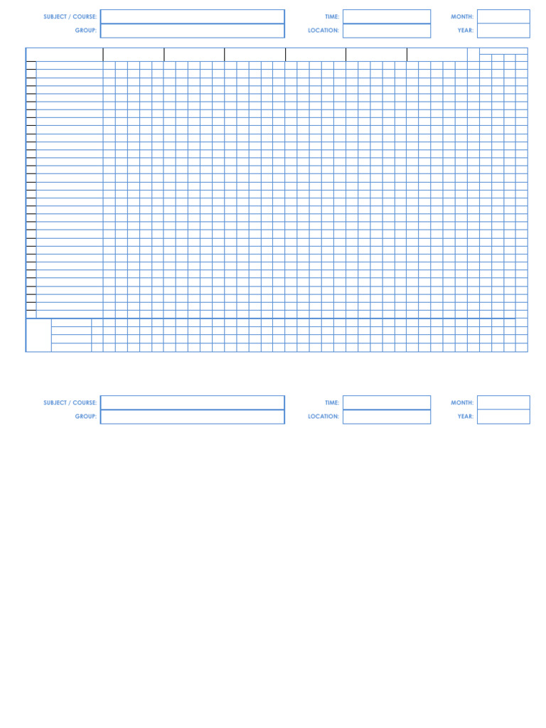 7M MASTER 2023 Attendance Sheet Template Monthly | PDF