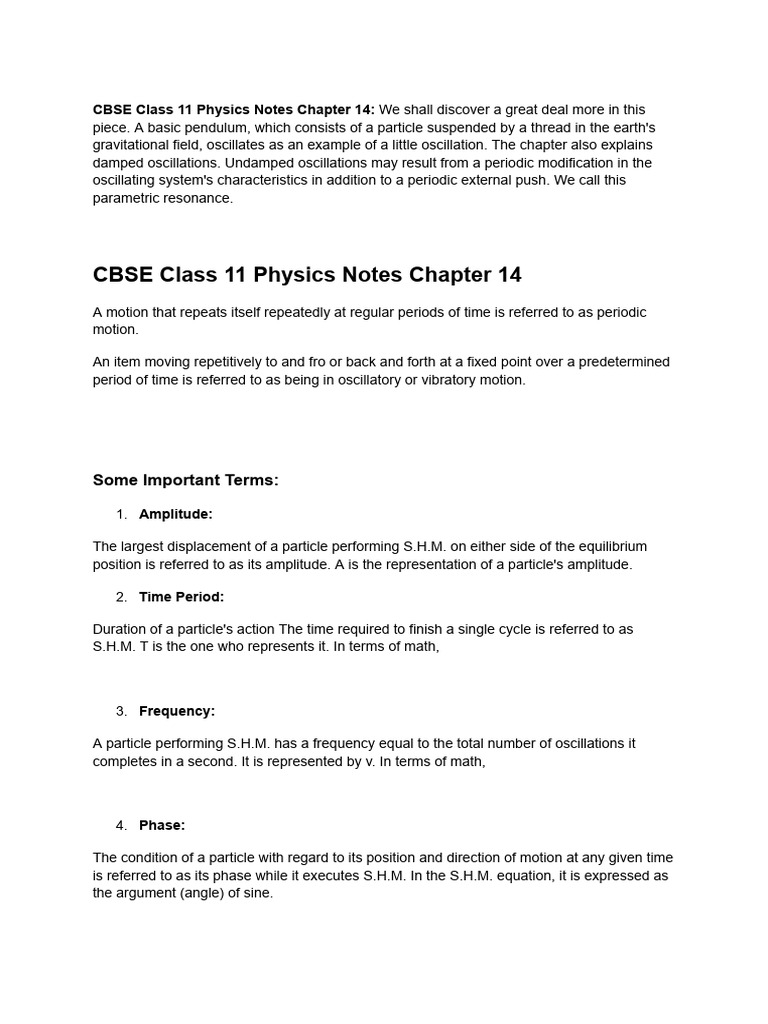 Oscillations Class 11 | PDF | Oscillation | Classical Mechanics Oscillations Class 11 | PDF | Oscillation | Classical Mechanics