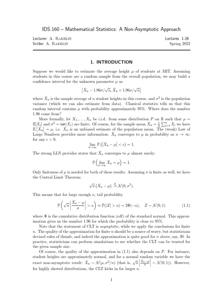 Rakhlin Mathstat sp22 | PDF | Estimator | Statistics