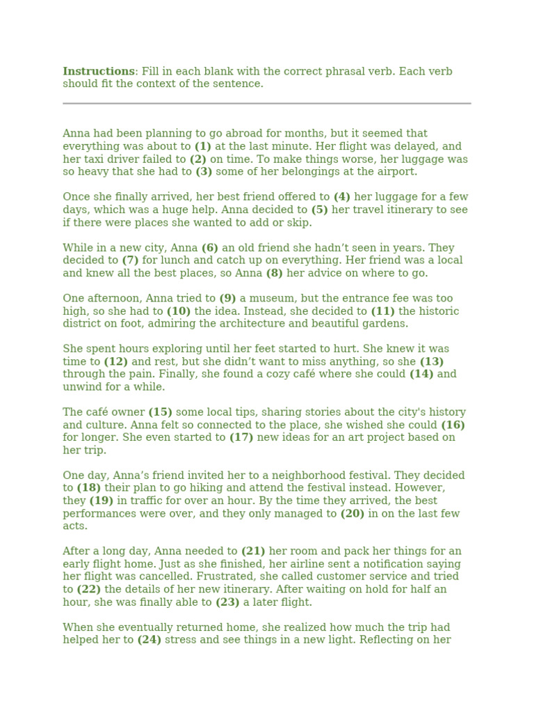 PV Cloze Passage - Answers | PDF