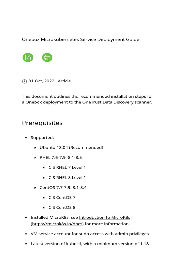 Onebox Microkubernetes Service Deployment Guide | PDF | Computer ...