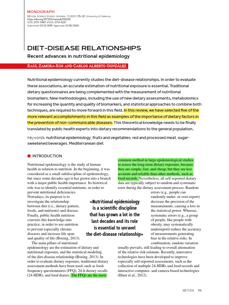 Diet And Diseases Pdf Cardiovascular Diseases Epidemiology