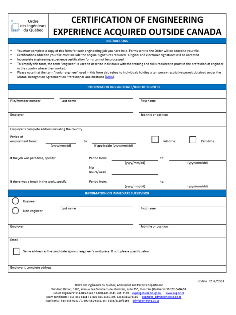 OIQ-CERTIFICATION - Ing Jur | PDF | Engineer
