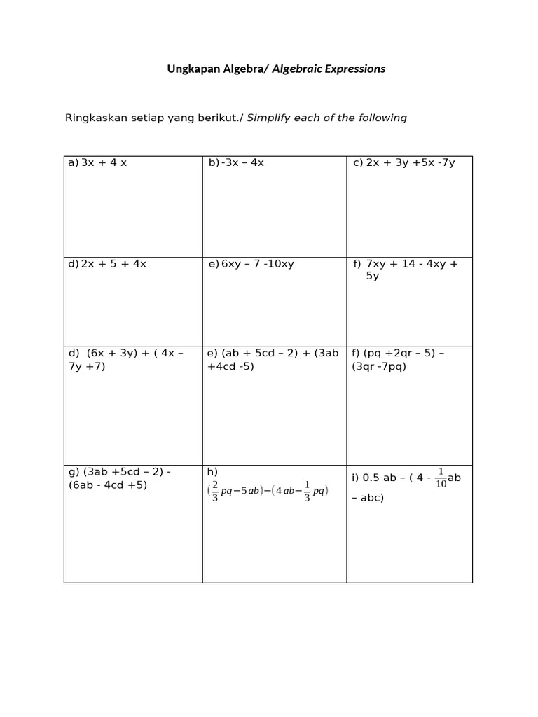 Ungkapan Algebra | PDF