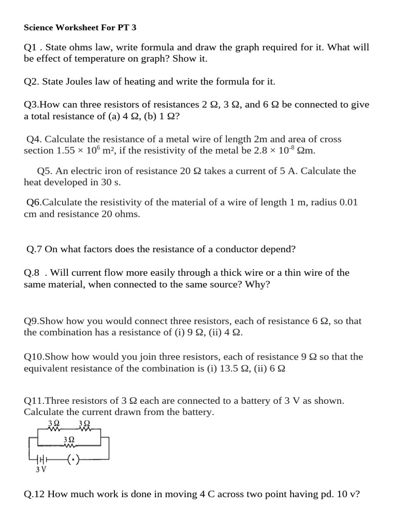 PT 3 Science Worksheet GR 10 | PDF | Electrical Resistance And ...