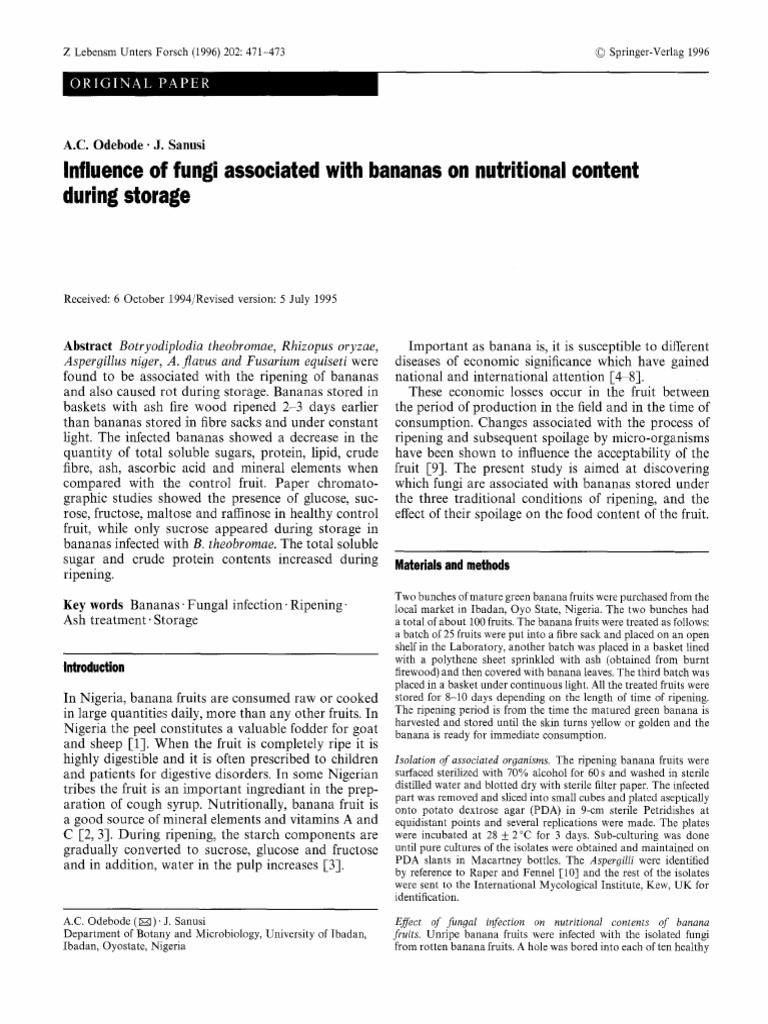 Fungi Bananas Nutritional Scihub PDF | PDF | Banana | Fungus