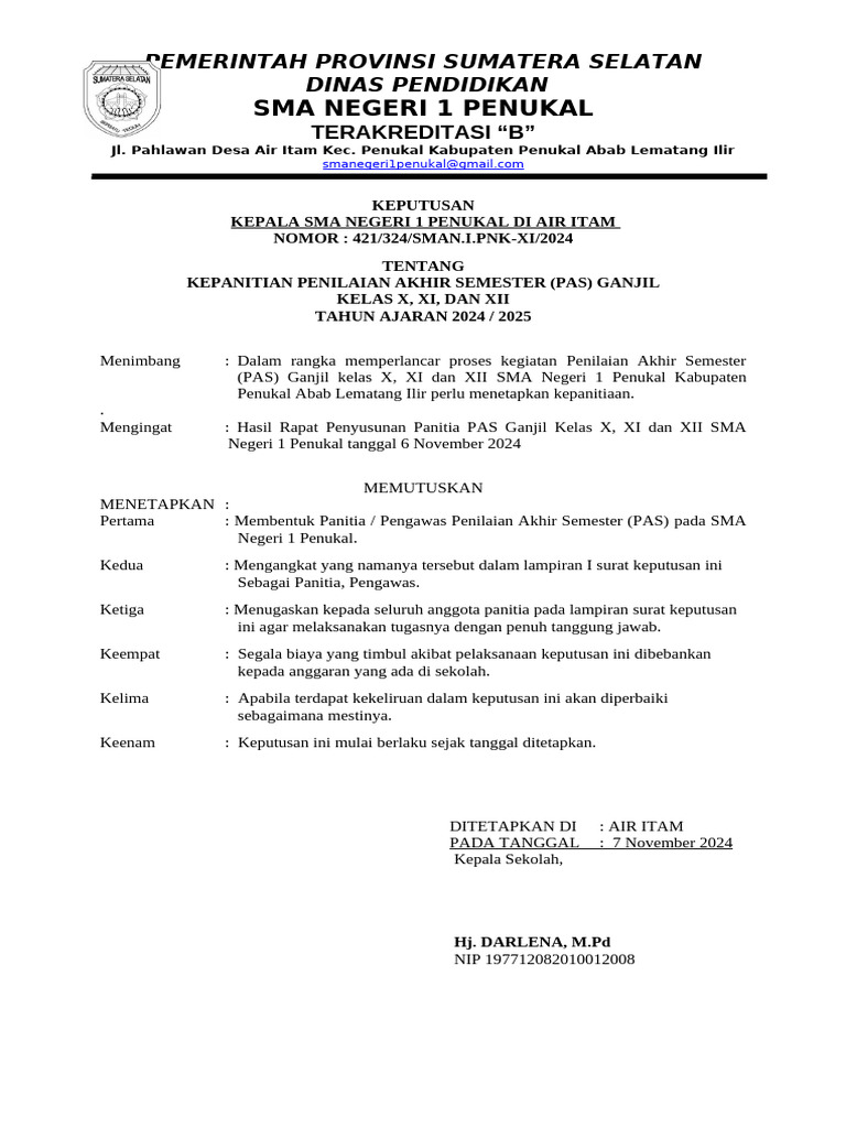 SK Pas Ganjil X, Xi, Xii 2024-2025 | PDF