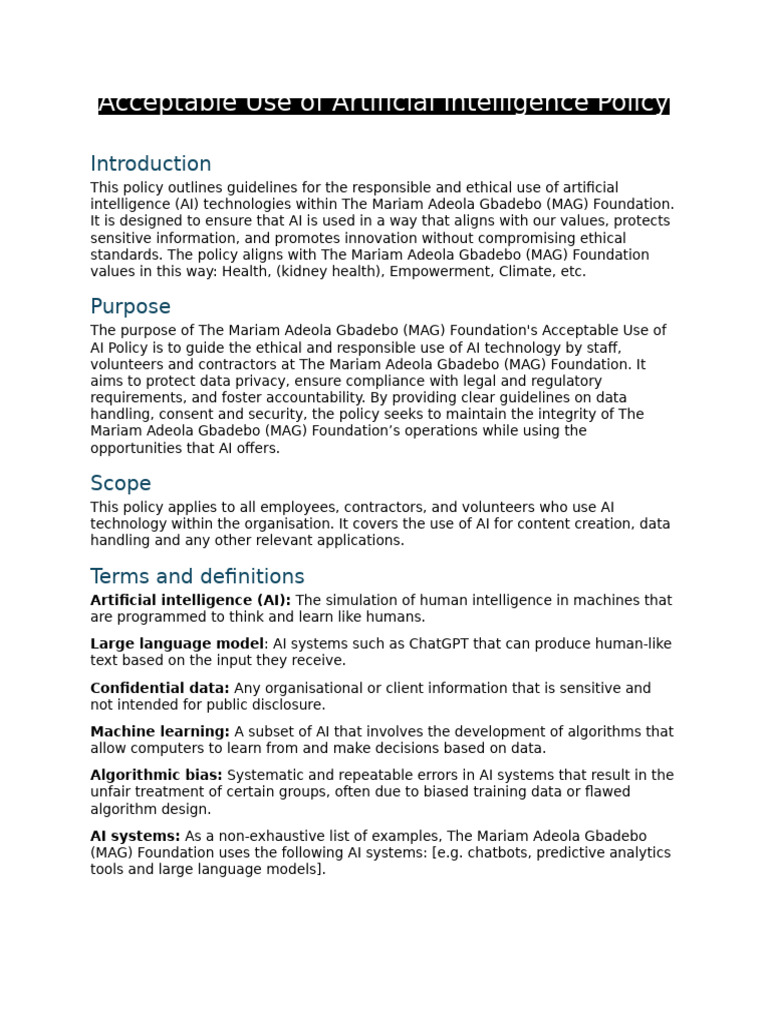 Use-of-artificial-Intelligence-policy 2 | PDF | Artificial Intelligence ...