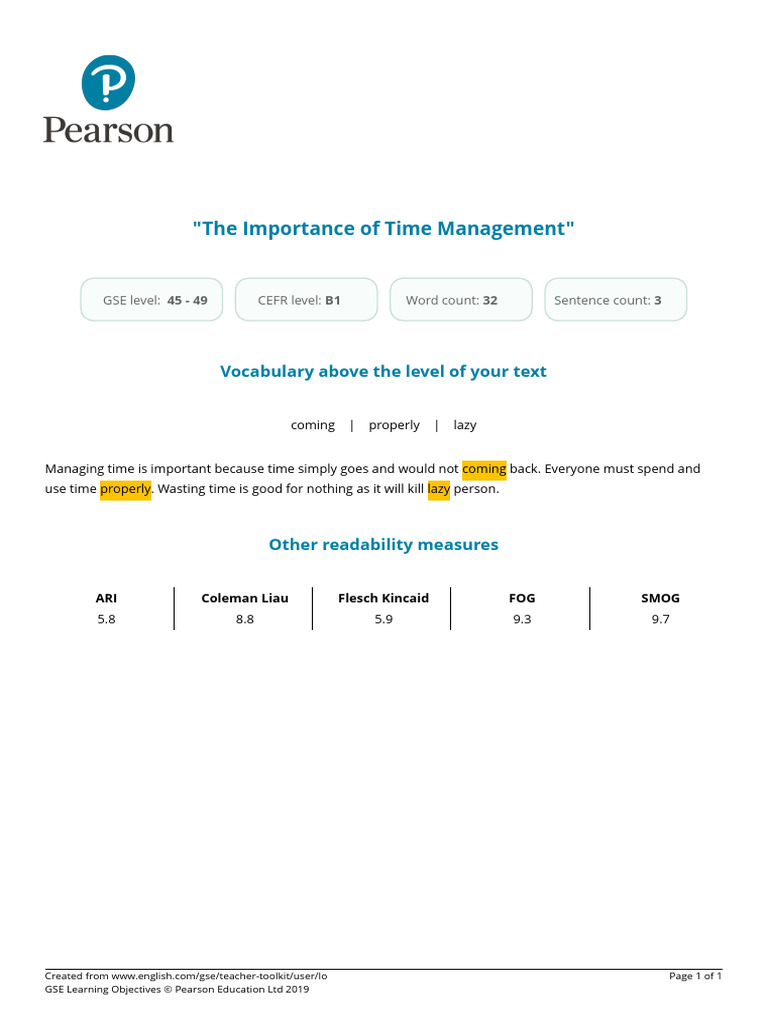 The Importance of Time Management | PDF | Career & Growth