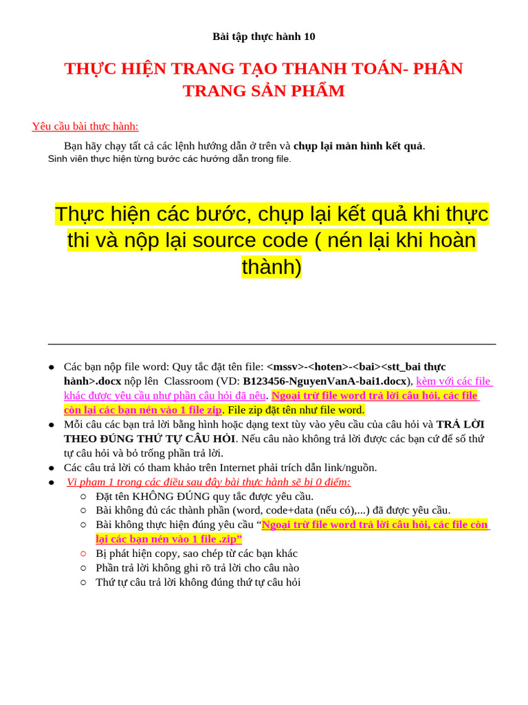 Buoi 10 LTW Yeucau Thuchientrangthanhtoan-Phantrang) Lab7ab | PDF