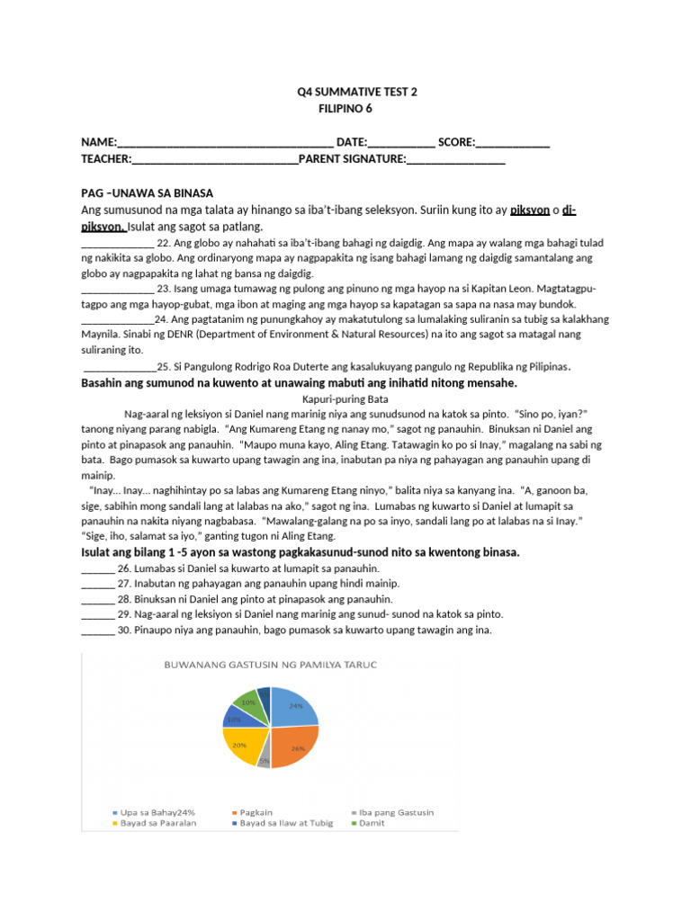 Q4 Summative Test 2 Grade 6 Final | PDF