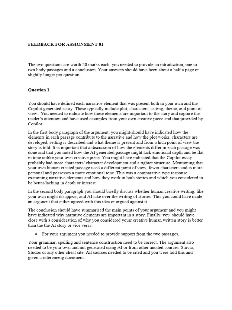 Feedback Letter For First Assignment | PDF | Narrative | Artificial ...