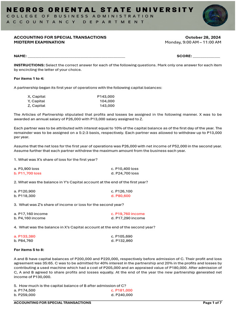 ACCY 303 Midterm Examination | PDF | Book Value | Equity (Finance)