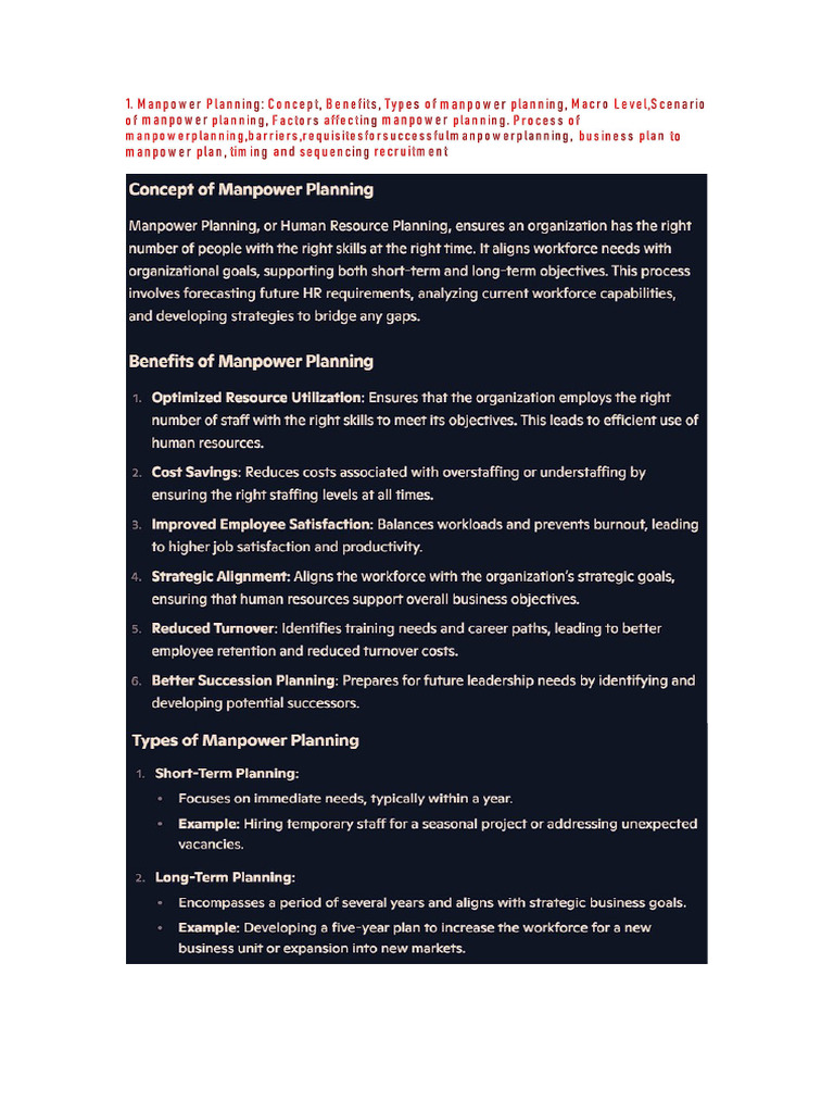 Manpower Planning | PDF