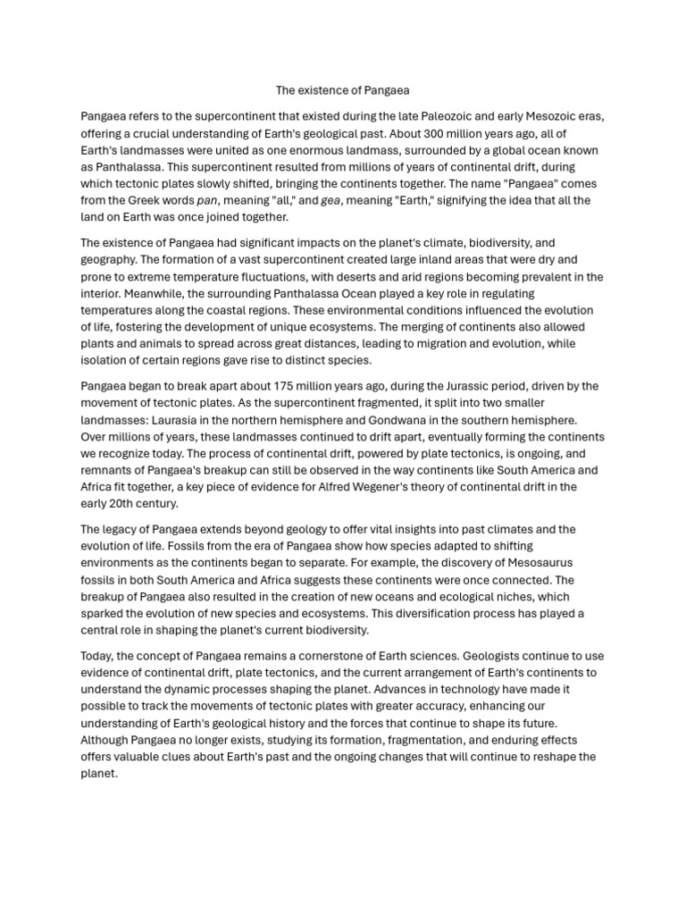 The Existence of Pangaea | PDF | Plate Tectonics | Continent