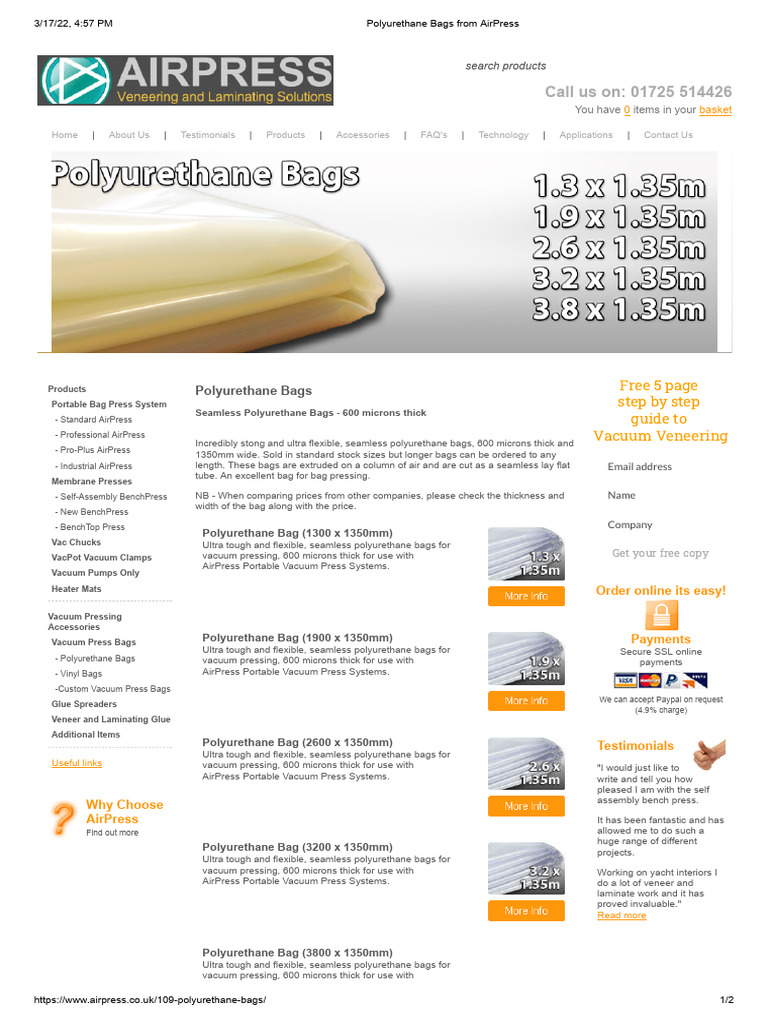 Polyurethane Bags From AirPress | PDF