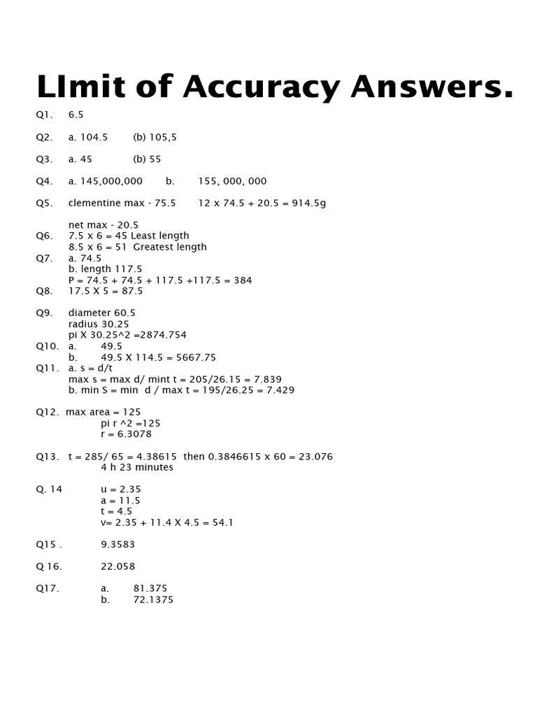 Limits of Accuracy Answers - Docx - Removed | PDF
