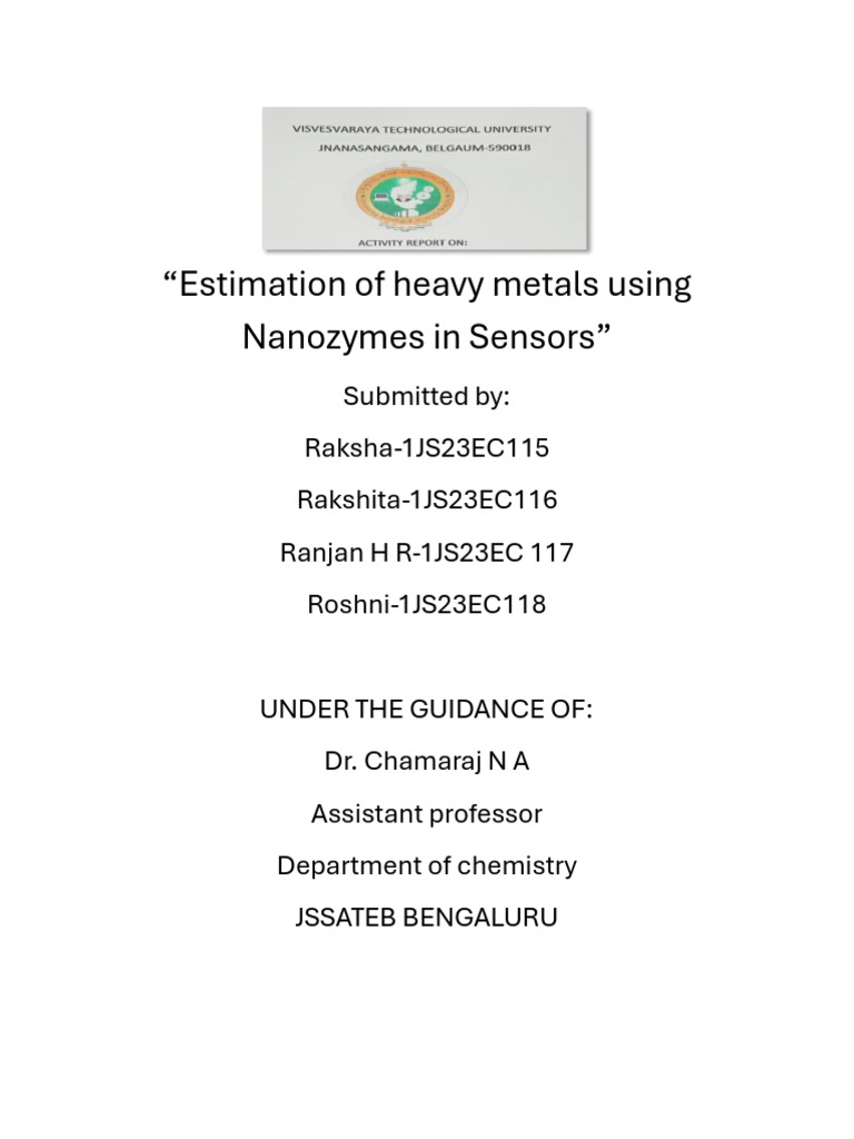 Estimation of Heavy Metals Using Nanozymes in Sensors | PDF