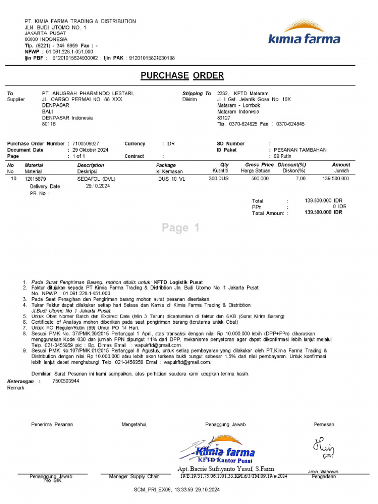 Po 7100509327 Mataram (Apl) | PDF