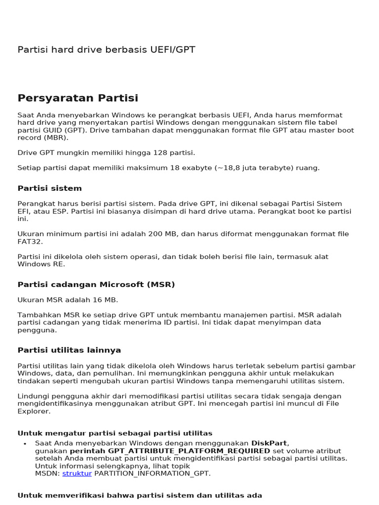 Partisi Hard Drive Berbasis UEFI | PDF | Game & Aktivitas