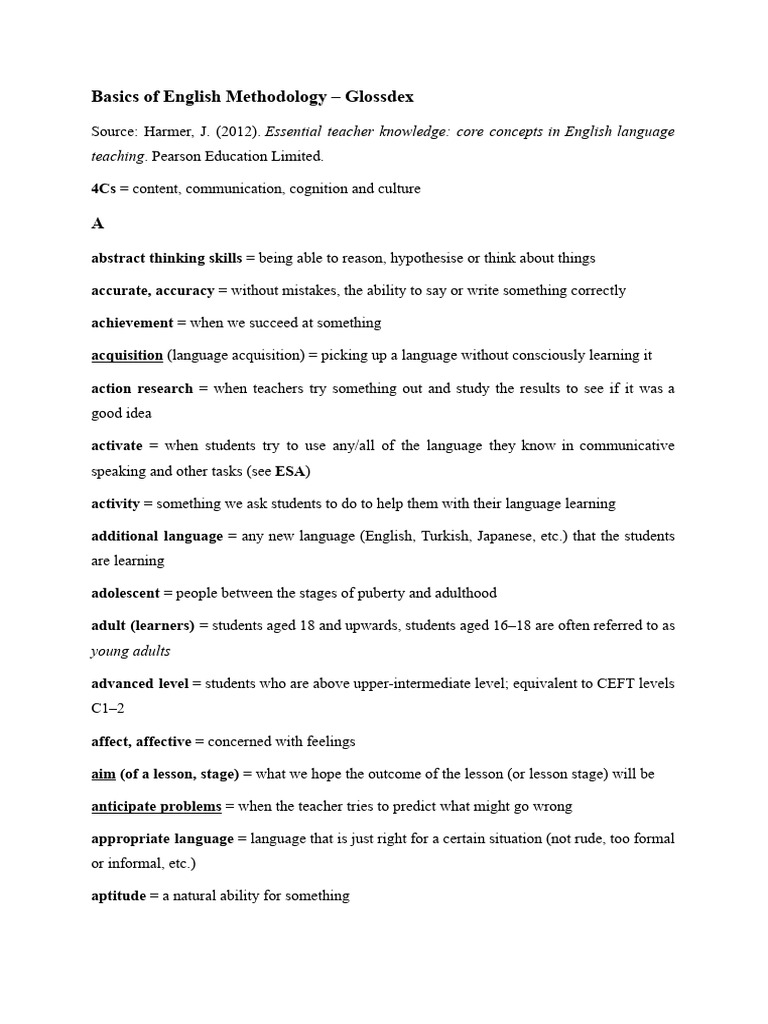 Harmer - Glossdex | PDF | Second Language | Learning