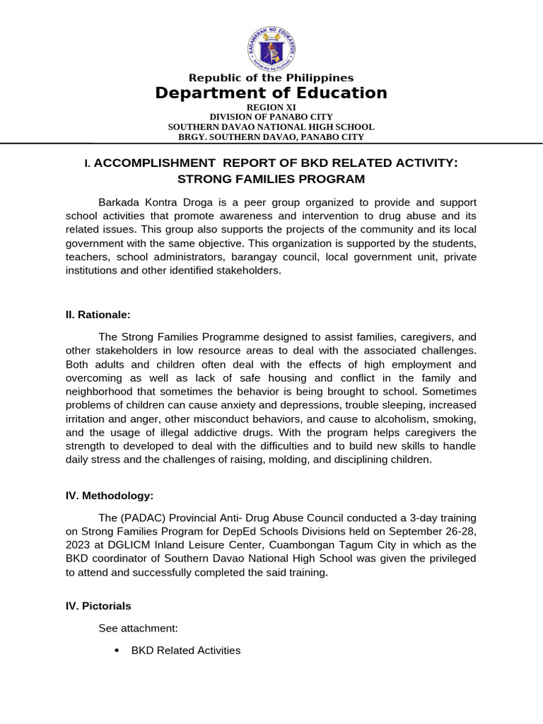 BKD (Strong Families Program - Accomplishment Report 2023 | PDF | Wellness