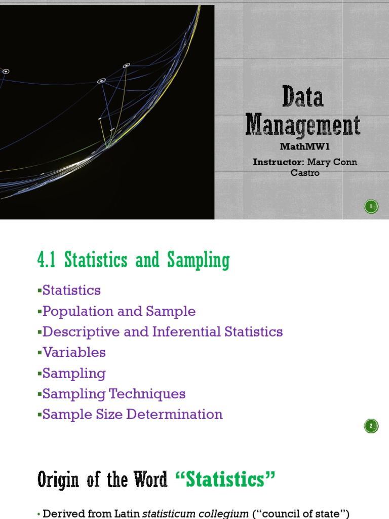 Statistics and Sampling Overview | PDF | Sampling (Statistics) | Statistics