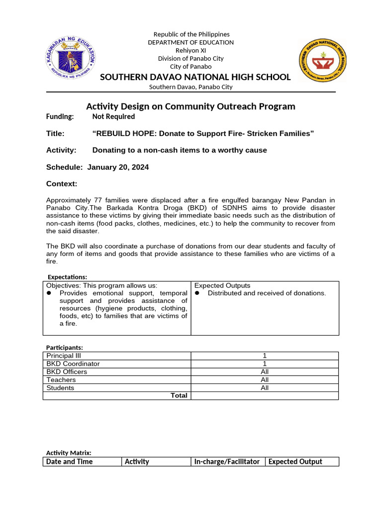 Activity Designcomm Outreach Prog - Jan 2024 | PDF
