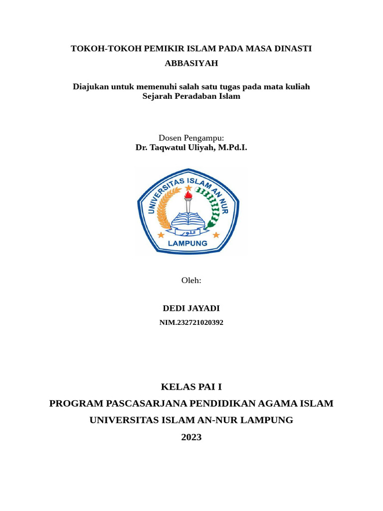 Tokoh Pemikir Islam Dinasti Abbasiyah | PDF
