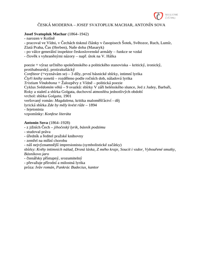 Lit. Machar, Sova | PDF