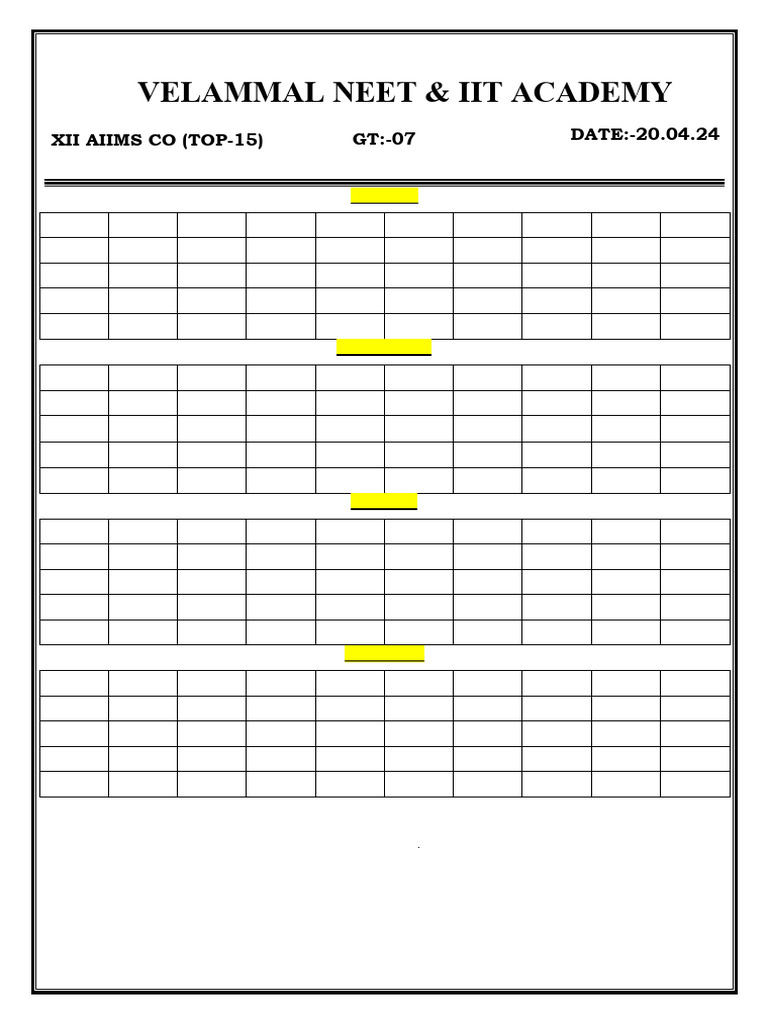 Xii Aiims Co Top-15 - GT-07 - Key & Sol (20.04.24) | PDF | Chemical ...